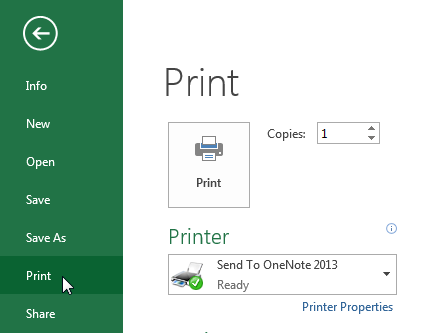 Printing in Excel